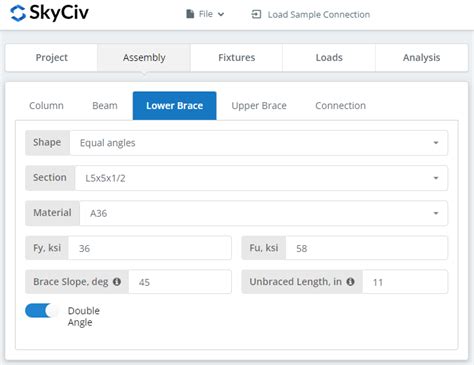 Vertical Brace Connection Skyciv Engineering