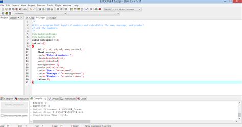 5 Program That Inputs 4 Numbers And Calculates The Sum Average And