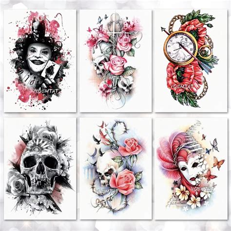 Wodoodporna Tymczasowa Naklejka Tatuaż Kwiat czaszka clown joker wzór
