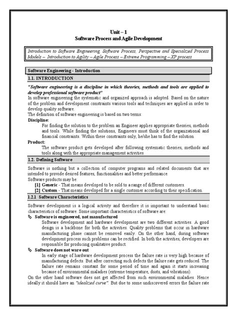 Se Unit 1 Pdf Agile Software Development Software Development Process
