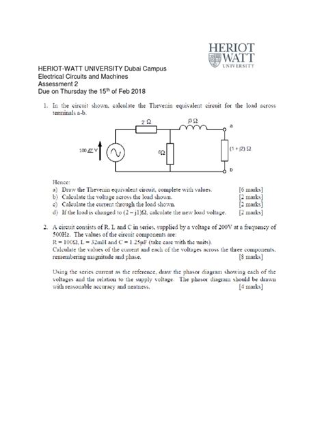 Analysis Of Electrical Circuits And Machines Concepts Assessed In Assignment 2 For Heriot Watt