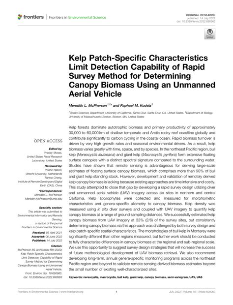 Pdf Kelp Patch Specific Characteristics Limit Detection Capability Of