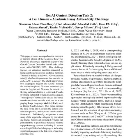 Genai Content Detection Task 2 Ai Vs Human Academic Essay Authenticity Challenge Acl Anthology
