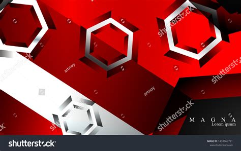 Vector Hexagon Overlaps Red Color Background Stock Vector Royalty Free