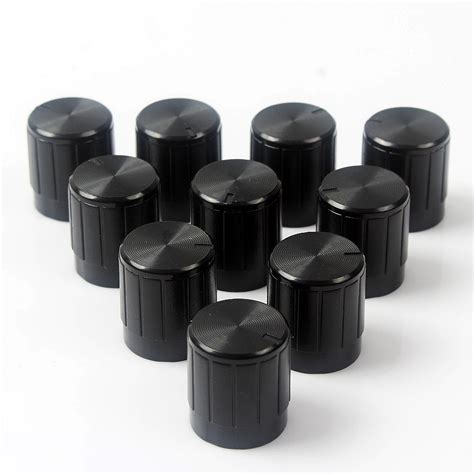 10pcs Black Plastic Potentiometer Knob 6mm Shaft Hole Black Yoibo