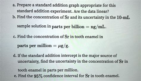 Solved Prepare A Standard Addition Graph Appropriate For This Standard