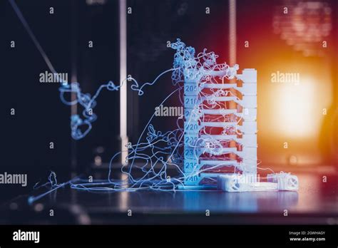 D Printer PLA Filament Extruder Temperature Optimization Print Error Head Temp Fail Stock Photo