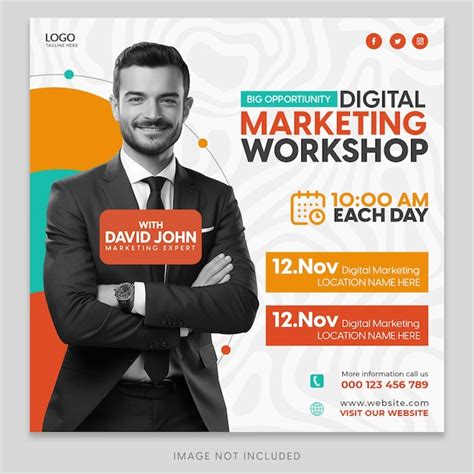 Premium Psd Digital Marketing Workshop Social Media Post Design