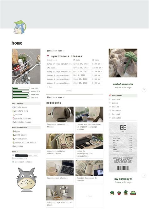 Aesthetic Notion Template Monthly Template Ideas Studio Ghibli Brown