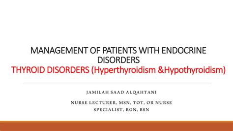 Management Of Patients With Endocrine Disorders Thyroid Disorders Hyperthyroidism