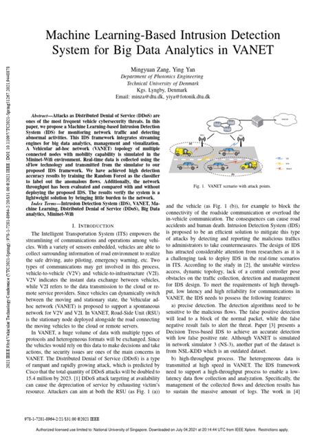 Machine Learning Based Intrusion Detection System For Big Data