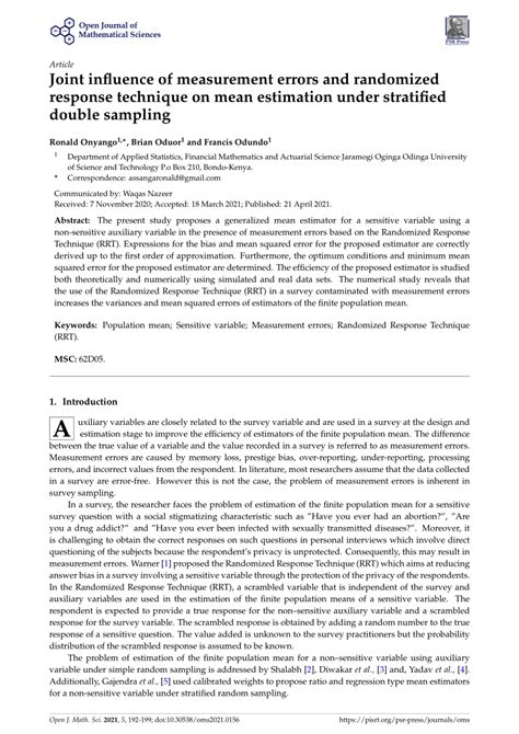 pdf joint influence of measurement errors and randomized response