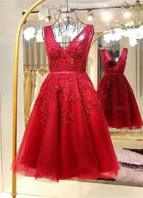Low Back Homecoming Dresses With Laceshort Red Homecoming Dresses On