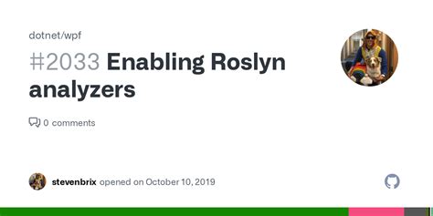 Enabling Roslyn Analyzers · Issue 2033 · Dotnetwpf · Github