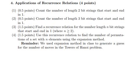 Solved 4 Applications Of Recurrence Relations 4 Points