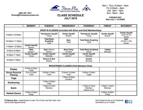 Class Schedule Ladies Only Gym Tanning Weight Loss Ppt