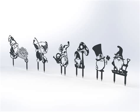 Фигурки садовые металлические Гномики Комплект 6 шт Серый На газон купить по низкой цене