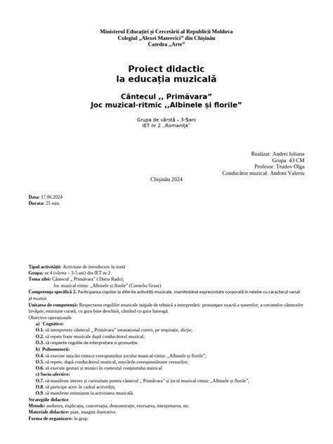 Proiect Didactic Pdf