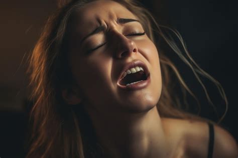 Premium Ai Image A Woman With Her Mouth Open And Her Eyes Closed