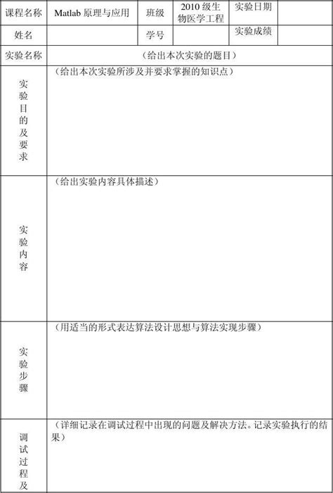 实验报告格式模板 Word文档在线阅读与下载 无忧文档