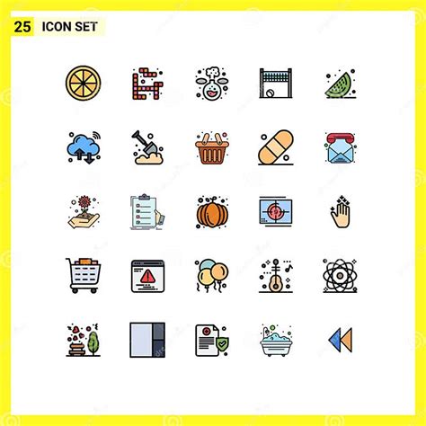 Mobile Interface Filled Line Flat Color Set Of 25 Pictograms Of Internet Watermelon Lab