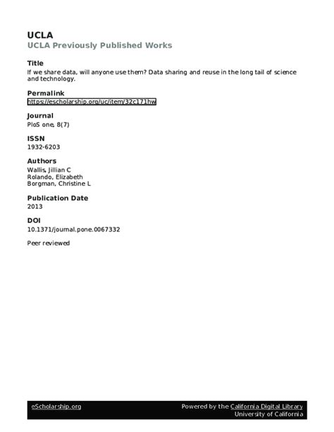 Pdf If We Share Data Will Anyone Use Them Data Sharing And Reuse In