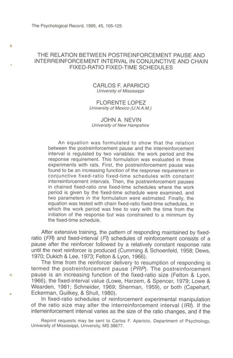 Pdf The Relation Between Post Reinforcement Pause And