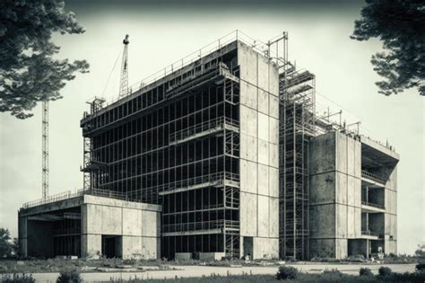 Construção De Novos Edifícios E Andaimes Perto De Edifícios Criados Com