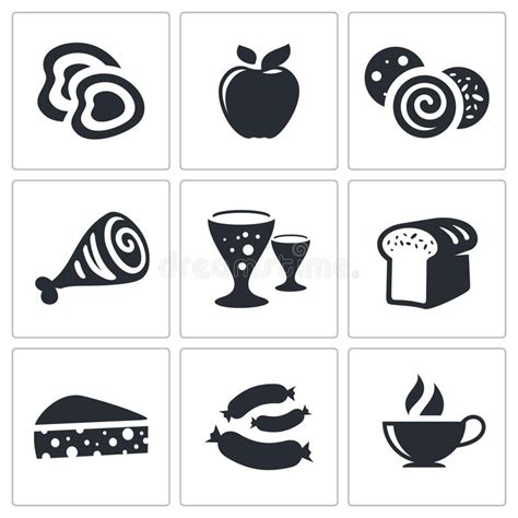 Iconos De La Comida Del Vector Fijados Stock De Ilustración