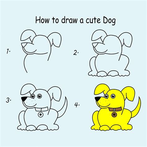 Шаг за шагом рисуем собаку урок рисования собаки урок рисования для детей векторная