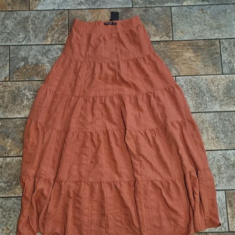 Coral Flowy Maxi Skirt Tiered And Textured Perfect Depop