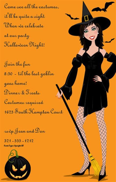 Naughty Witch Halloween Celebration Party Invitation Adult Invite