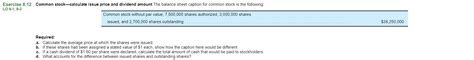 Exercise 812 ﻿common Stock Calculate Issue Price And