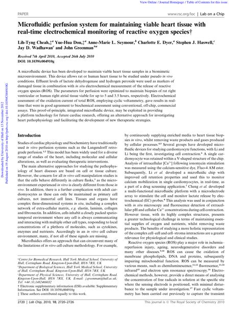 Pdf Microfluidic Perfusion System For Maintaining Viable Heart Tissue With Real Time