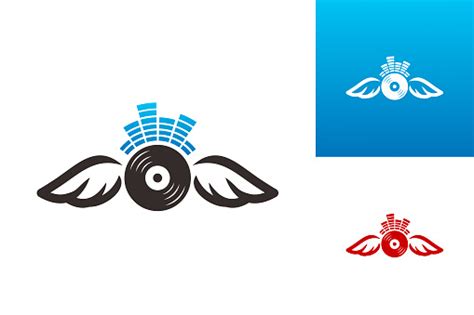 플라잉 뮤직 로고 템플릿 디자인 벡터 엠블럼 디자인 컨셉 크리에이티브 심볼 아이콘 로고에 대한 스톡 벡터 아트 및 기타 이미지 로고 음악 Dj Istock