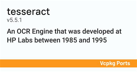 Tesseract V5 5 1 Vcpkg Ports