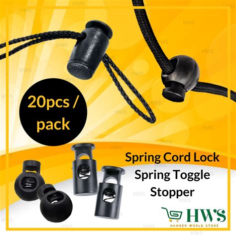 Hws Black Spring Cord Lock Spring Toggle Stopper 20pcs Shopee Malaysia