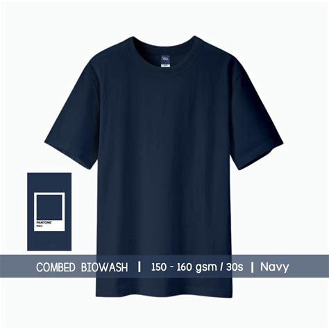 Jual Kaos Basic Biru Navy Combed Biowash 30s Oeko Tex Kaos Polos