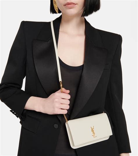 Cassandre Leather Phone Holder In White Saint Laurent Mytheresa