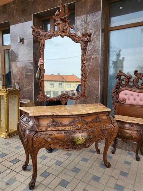 Комплект комод с огледало и две нощни шкафчета 0295 Шкаф Мебели за