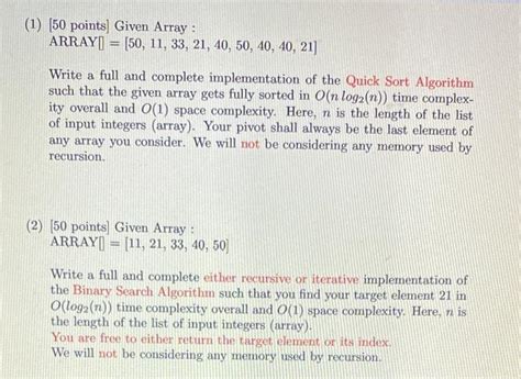 1 [50 points] given array array]