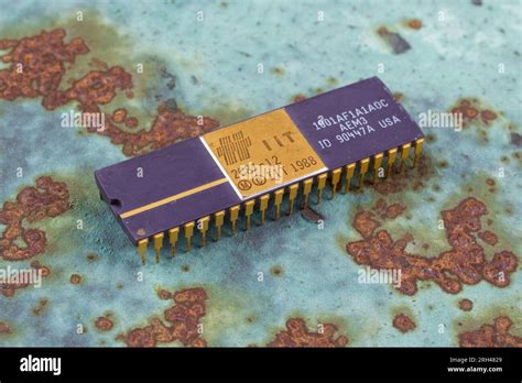 Kyiv Ukraine August 2 2023 Intel 287 Floating Point Unit Coprocessor Unit On Rusty