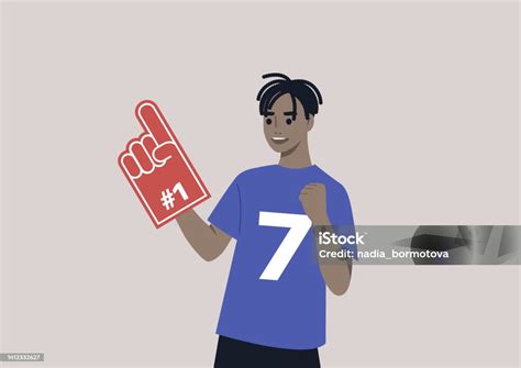 거품 손가락을 흔들고있는 젊은 남성 아프리카 팀 서포터 스포츠 대회 축구에 대한 스톡 벡터 아트 및 기타 이미지 축구