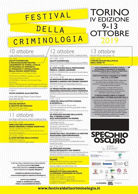 Festival della Criminologia 2019 Torino SIC Società Italiana di