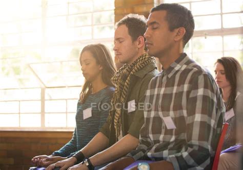 Serene People With Eyes Closed In Audience — Visualization Lifestyle