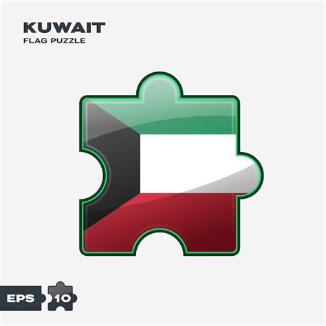Quebra Cabeça Da Bandeira Do Kuwait Vetor Premium