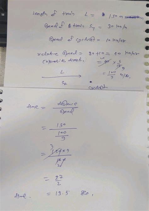 "A train ( 150 mathrm { m } ) long is moving a speed of ( 30 mathrm { km } / mathrm { hr } ). It ...