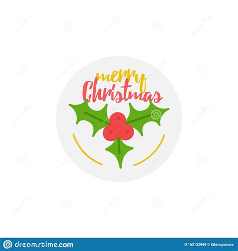 Merry Christmas Round Vector Icon Illustration Stock Vector