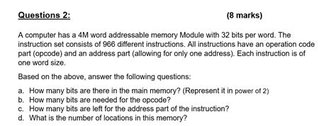 Solved A Computer Has A 4m Word Addressable Memory Module
