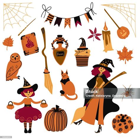 할로윈 요소 세트 마녀 유령 으스스한 성 미라 해골 재미있는 호박 스크랩북 인사말 카드 파티 초대장 포스터 태그 스티커 키트에